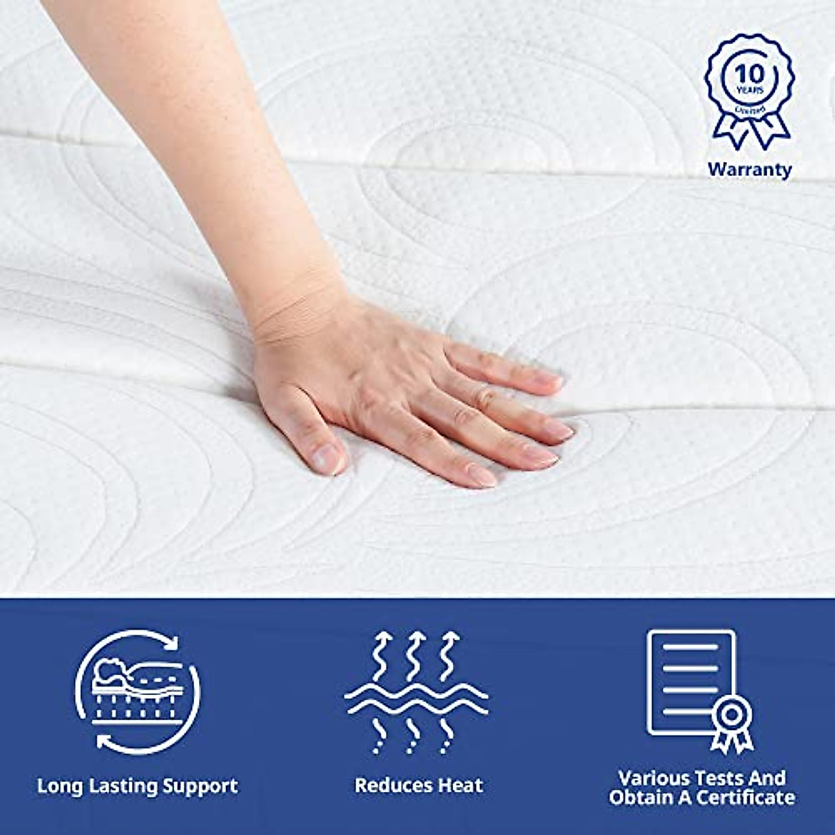 Oleesleep 13 Inch Dual Layered Gel Hybrid Memory Foam Mattress, CertiPUR-US Certified, Gray, King