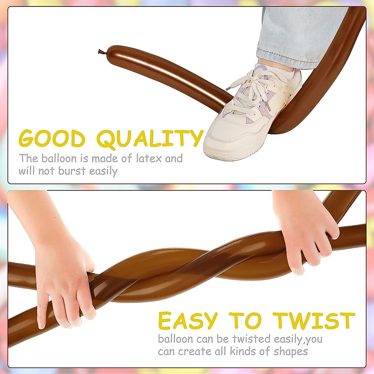 Skylety 100 Pieces Twisting Balloons Long Balloons DIY Latex Balloons Modelling Balloons for Birthday Wedding Engagement Anniversary Festival Party Decoration (Coffee)