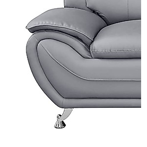 US Pride Furniture Modern Faux Leather Couch for Living Room Bedroom or Office, Contemporary 3 Seater Accent Piece, 79.2’’ Wide Sofa, Grey