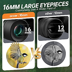 15x30 Compact Binoculars for Adults and Kids - Occer Large View High Powered Binoculars for Bird Watching - Lightweight Easy Focus Binocs with Low Light Vision for Hunting Cruise Ship Travel