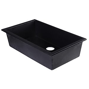 ALFI brand AB3020UM-BLA Undercount Single Bowl Granite Composite Kitchen Sink, 30", Black