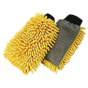 Carrand 45320 Microfiber Suds Maker Long Chenille Wash Mitt, Yellow