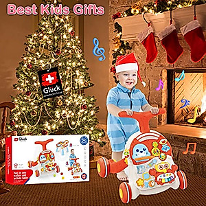 GLÜCK Baby Walker for Baby Boys Girls - Baby Sit to Stand Learning Walkers & Activity Table Center, Baby Bouncer Jumper, Early Educational Toddler Push Walker,Infant Standing Toys for 12 to 36 Months