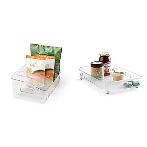 YouCopia FreezeUp Freezer Bin 12", Fridge Organizer with Storage, BPA-Free Food-Safe Container & RollOut Fridge Caddy, 9" Wide, Clear