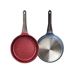 SINCERO Diamond serial Nonstick Frying Pan Skillet with Glass Lid,Omelet Pans,Induction Compatible,Healthy Granite Coating,PFOA Free,Stone Cookware Chef's Pan(9.5inch with lid-Azure Blue)