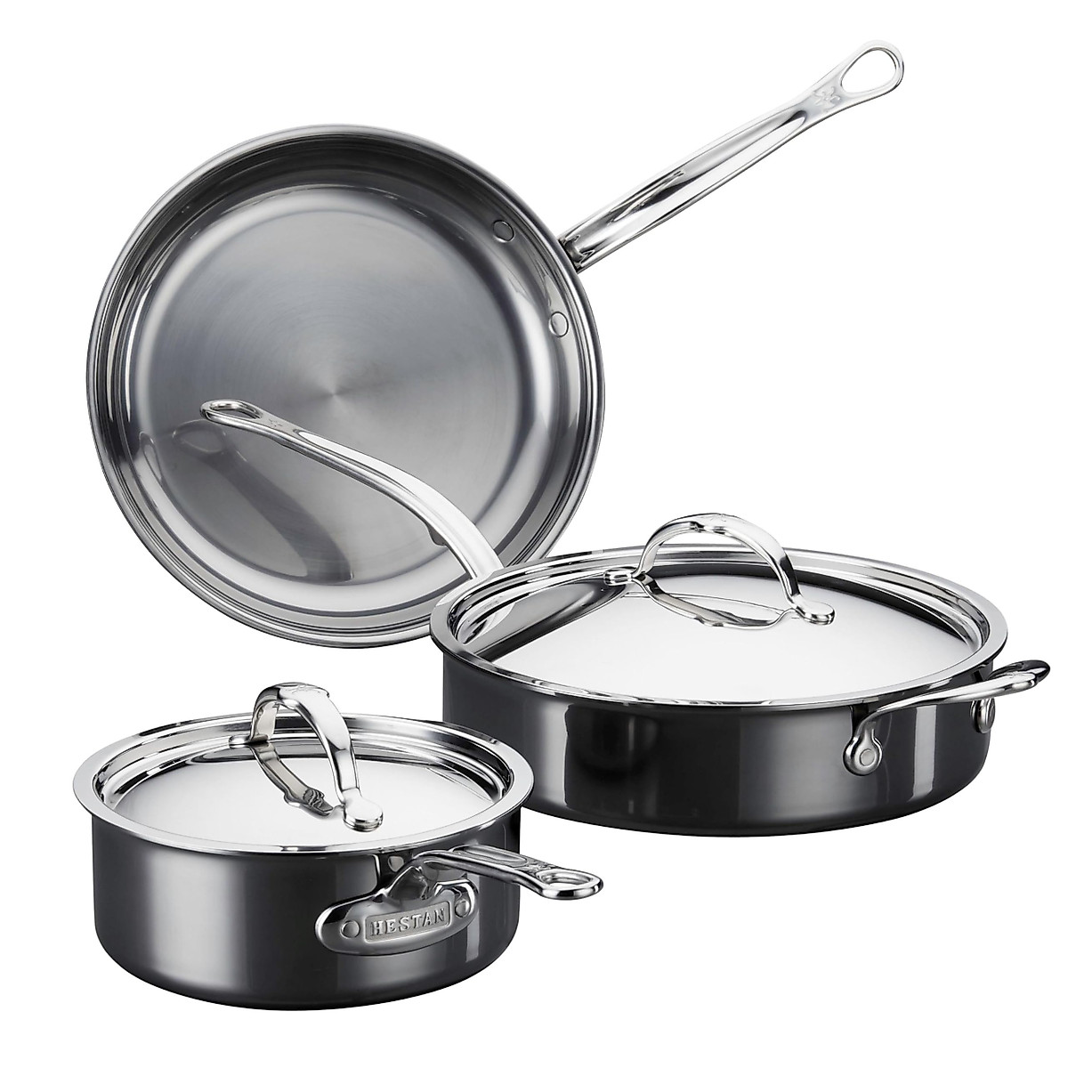 Hestan - NanoBond Collection - Titanium Stainless Steel 5-Piece Essential Cookware Set - Toxin, PFAS, & Chemical Free Clean Cookware, Induction Cooktop Compatible