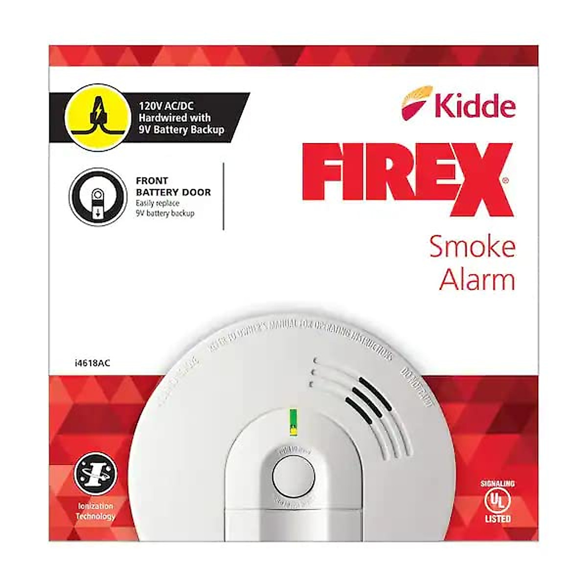 Kidde i4618AC Battery Powered Hardwire Smoke Alarm, 4 Pack