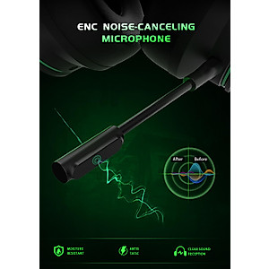 RYR Wireless Gaming Headset for Xbox Series X|S, Xbox One, PS5, PS4, Mac, Bluetooth 5.3, 3D Surround Sound, Rotatable Earmuffs, Gaming Headphones with Noise Canceling Microphones-Blackgreen