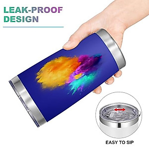 Jesmacti 20Oz Tumbler for Men Yellow Agua Violet Powder Blue Freeze Motion Powder Exploding Funny Coffee Tumbler Vacuum Insulated Coffee Mug for Dorm