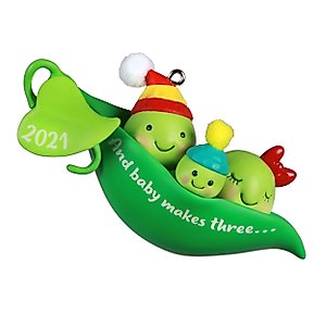 Hallmark Keepsake Christmas Ornament, Year Dated 2021, Baby Makes Three Peas