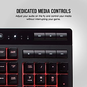Corsair K55 RGB Gaming Keyboard - Quiet & Satisfying LED Backlit Keys - Media Controls - Wrist Rest Included - Onboard Macro Recording (Renewed)