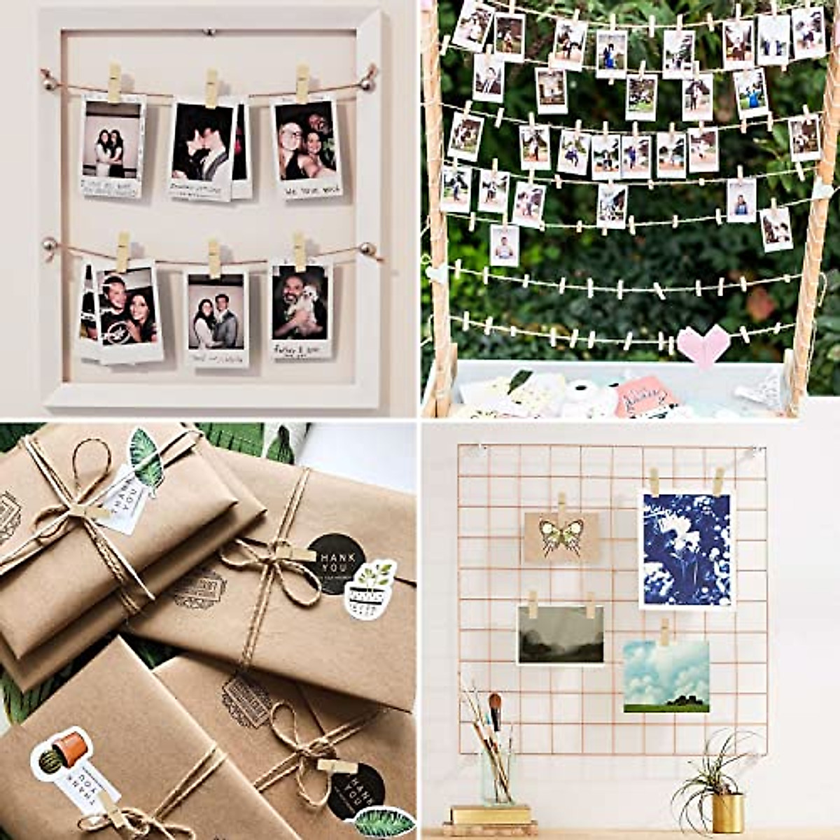 KIMOBER 1.77Inch Wide Wooden Clothespins,Sturdy Natural Wooden Craft Peg Pins Clips for Hanging Photos,Paper Crafts,100PCS