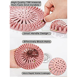 Hair Catcher Rubber Stopper Shower Drain Covers for Bathroom, Bathtub, Handbasin, Tub, Kitchen, Sink, Strainer, Sewer, Plug, Filter, Trap, Home, Drain Protectors, Easy to Install and Clean 5 Pack