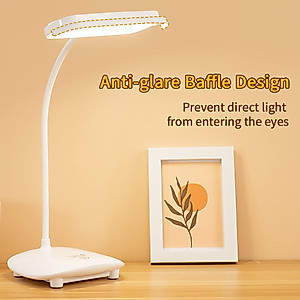 MAYTHANK Cordless Desk Table Lamp Reading Light 40 Led Rechargeable Big Battery 3000m, Touch 3 Modes,2 Ways Power,Dimmable,Gooseneck,Small Portable Wireless Bedroom Bedside Lamp