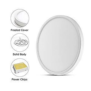 Roomratv Ceiling Light Fixture Flush Mount, Daylight White 15.8 inch Slim Flat Modern Surface Mount Ceiling Lighting LED Round Modern Ceiling Lamp 36W 5000K