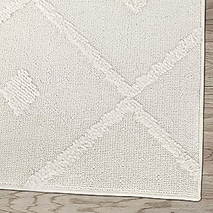 Antep Rugs Palafito 8x10 Geometric Shag Diamond High-Low Pile Textured Indoor Area Rug (White, 7'10" x 10')