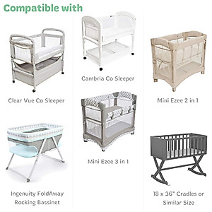 Cradle Sheets Fitted 18 x 36 – Compatible with Arms Reach Co Sleeper Clear Vue, Cambria, Mini Ezee Bassinets – Fits Without Bunching Mattress – Snuggly Soft Jersey Cotton – Pink – 2 Pack