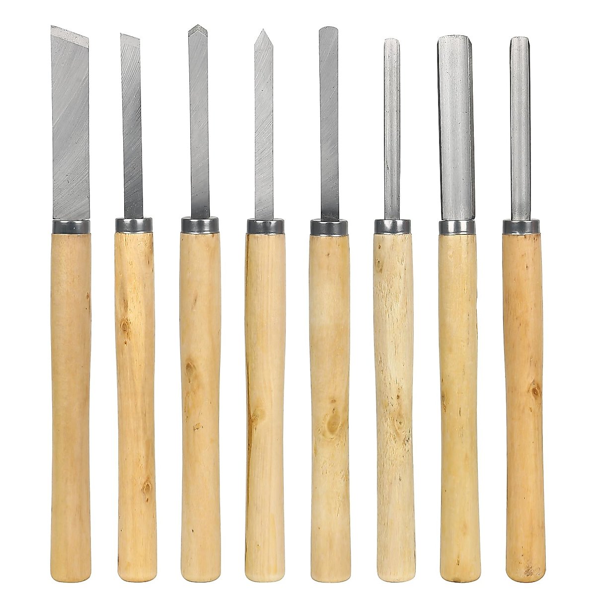 8Pcs Wood Lathe Tools, Professional Wood Turning Tools for Lathe Chisel Set with 2 Skew 1 Spear Point 1 Parting 1 Round Nose 3 Gouge Tools for Beginners Professionals Hobbyists