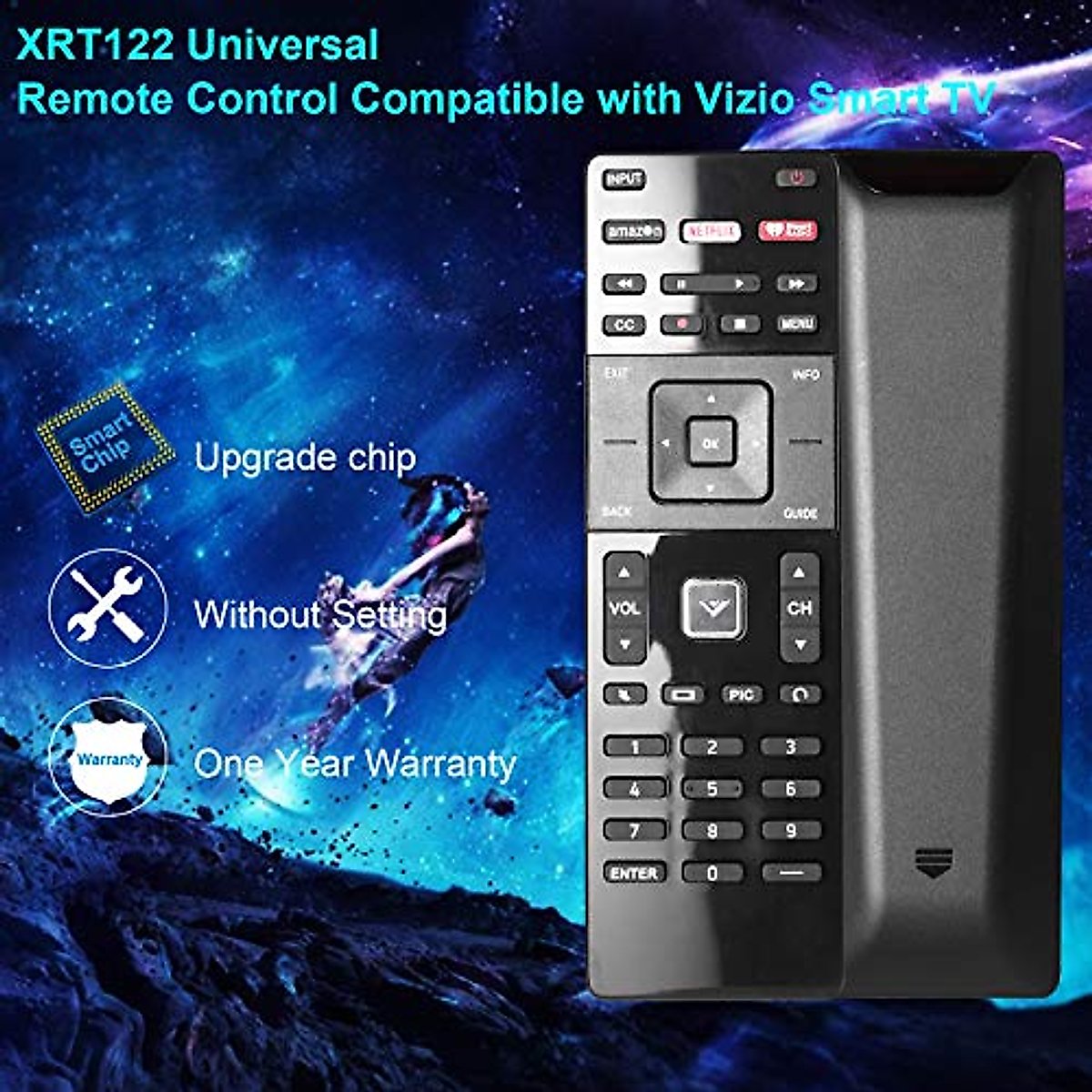 New XRT122 Remote Control for VIZIO Smart TV D40-D1 D40U-D1 D55U-D1 D58U-D3 D60-D3 D65U-D2 E32-C1 E32H-C1 E40-C2 E40X-C2 E43-C2 E48-C2 E50-C1 D40F-E1 E55-C1 E65-C3 E65X-C2 E70-C3