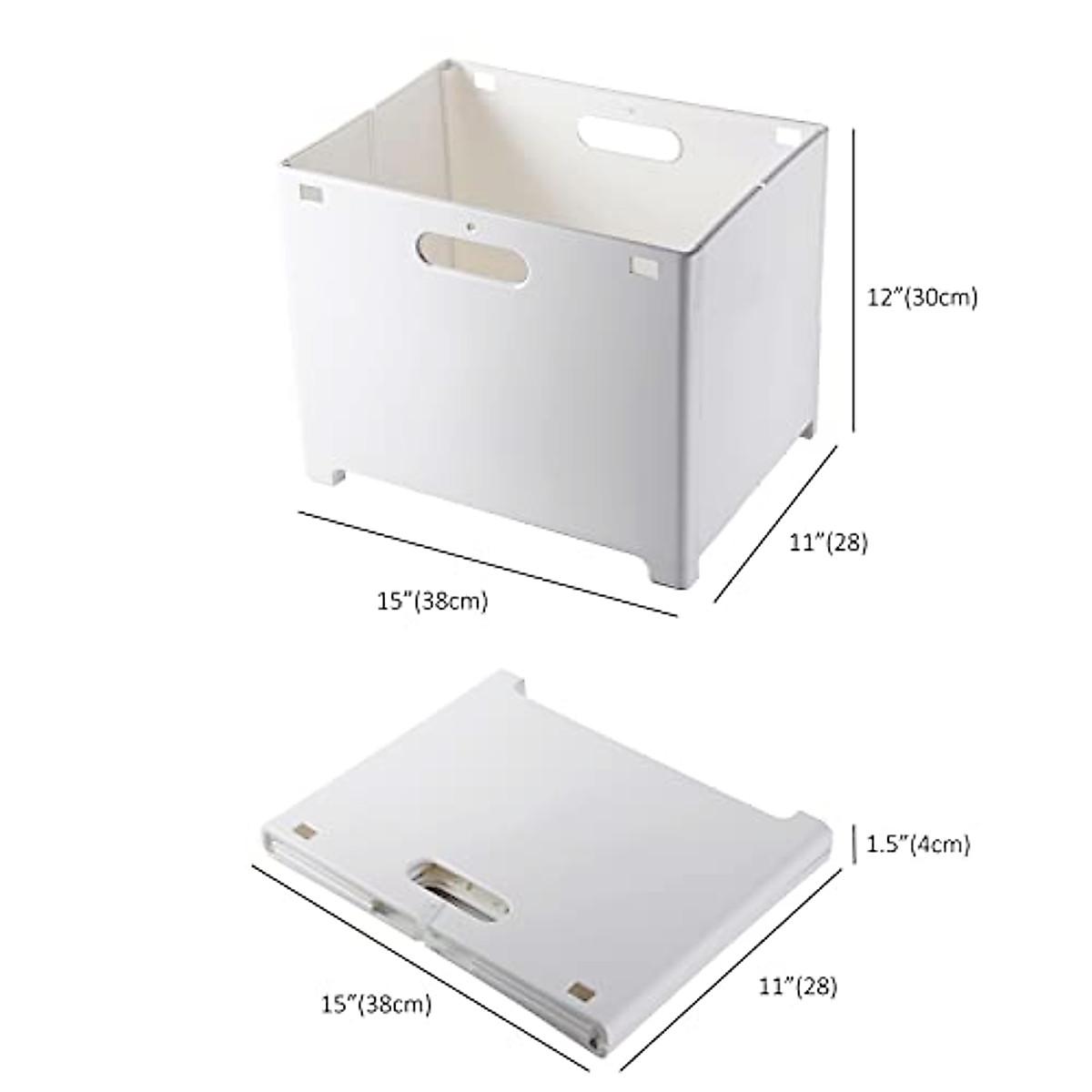 Alacati - Collapsible Laundry Baskets With Handles - Foldable Plastic Laundry Hamper Wall Mount - White Portable Dirty Clothes Baskets Square - Space Saving Flexible Bathroom Storage Organizer Bin