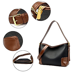 TarsaMult Hobo Bags for Women Soft Faux Leather Shoulder Crossbody Ladies Purses and Handbags Fashion Large Bucket Tote Bag(6140 Black)