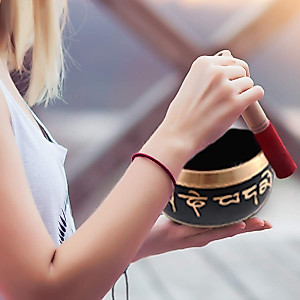 SHOP LC DELIVERING JOY Handmade Tibetan Singing Bowl Buddhist Mantra Sound Bowl Set Meditation Yoga Stress Relief Valentines Day Gifts