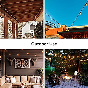 Banord Outdoor String Lights, 51FT Patio Lights with Bright 2W Shatterproof LED Dimmable Plastic Bulbs Waterproof Outdoor Hanging Lights String for Backyard, Porch, Garden, Deck, Camping, Cafe, Party