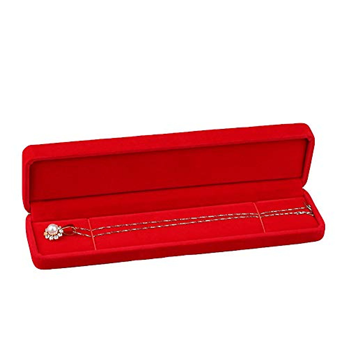 BroKet Jewelry Storage Box Display Storage Case Velvet Presentation Jewelry Ring Necklace Bracelet Storage Display Box Case Gift Black Necklace Box#