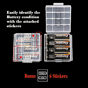 Whizzotech AA/AAA Cell Battery Storage Case/Holder with Charge Reminder Markings Clear Color (6 Pack)
