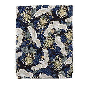 LoveinDIY Japanese Fabric Yard Cotton Beautiful Japan Flower Printed Fabric for Children Dress, Cover, Table Cover etc 40 by 60 inches, Chrysanthemum Blue