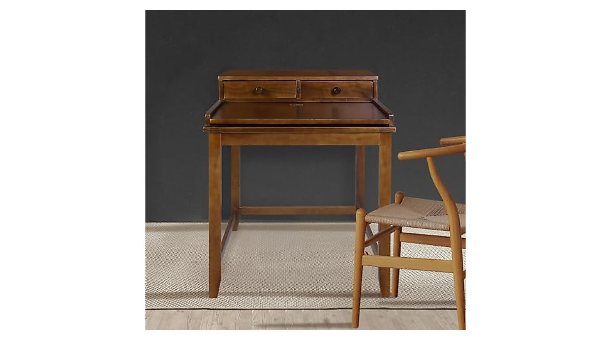 Solid Wood Home Office Computer Desk with Drawers, Pull-Out Tray, and ...