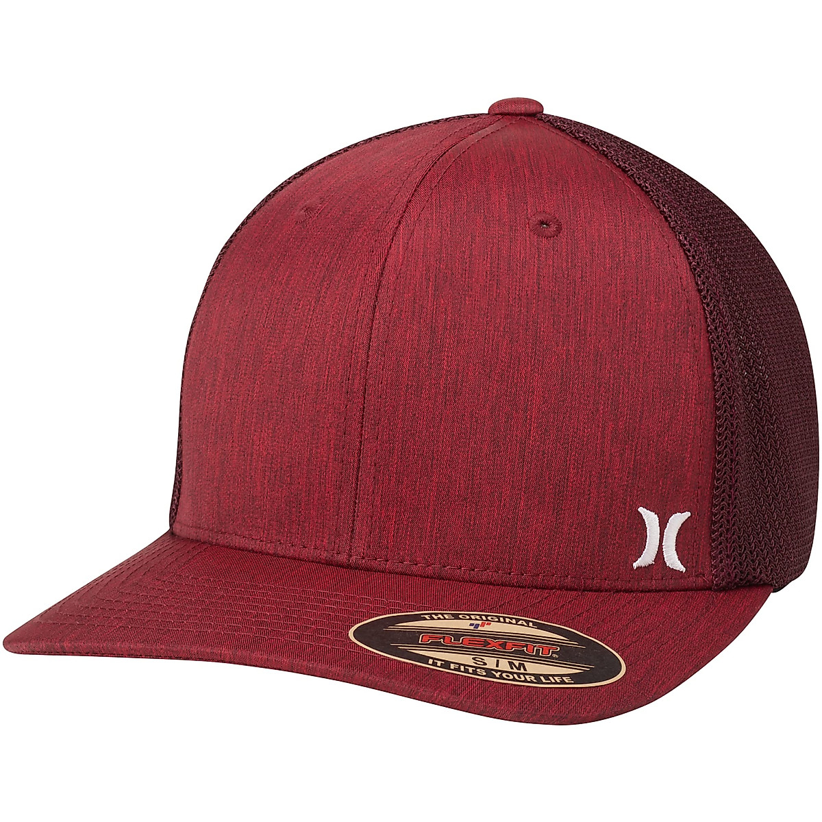 Hurley Men's Caps - Mini Icon Mesh Panel Baseball Cap - Fitted Hats for Men, Size Large-X-Large, Noble Red