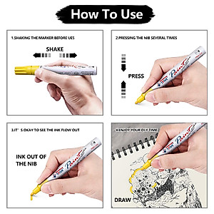 Paint Pens Paint Markers Never Fade Quick Dry and Permanent, 12 Color Oil-Based Waterproof Paint Marker Pen Set for Rock Painting, Ceramic, Wood, Fabric, Plastic, Canvas, Glass, Mugs, DIY - TF001