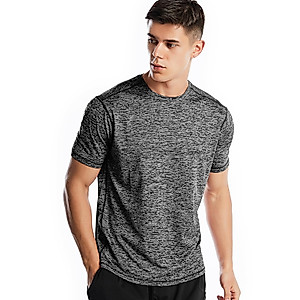 Zengjo Mens Workout Shirts(L,Marled Charcoal)