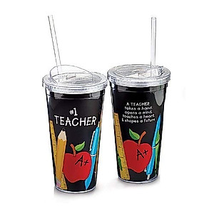 #1 Teacher Appreciation 20 oz. Acrylic Travel Sippy Cup with Straw