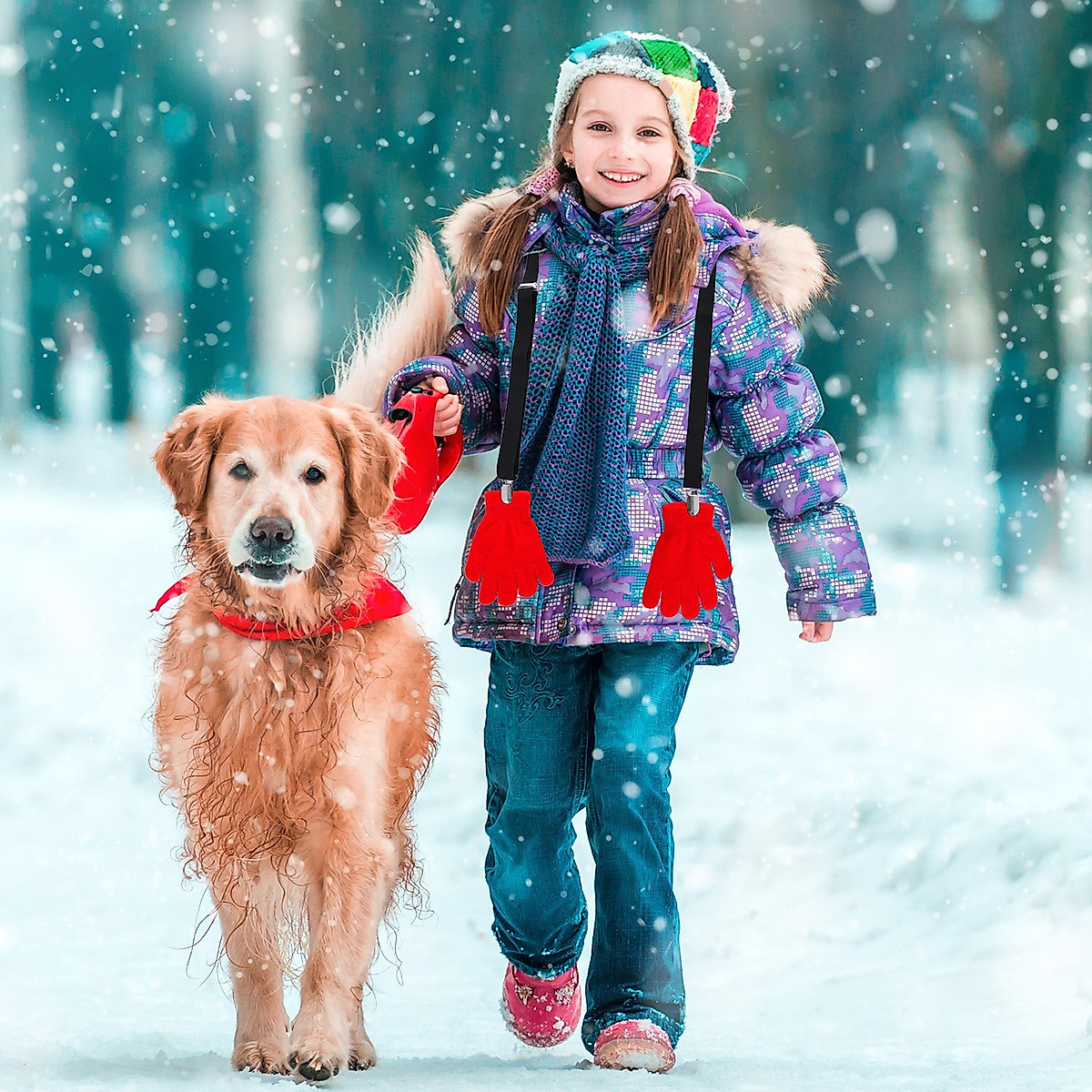 Resinta 2 Pack Mitten Clips Adjustable Kids Gloves Mitten Clips, Black, 24-48 Inches (black)