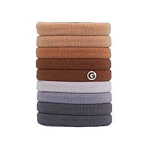 Gimme Beauty - Any Fit No Damage Hair Ties - Neutrals - Seamless Microfiber Hair Elastic - Hair Accessories With All Day Hold - No Snagging, Dents, or Breakage Hair Tie Pack (9 Count)
