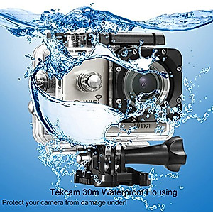 TEKCAM Action Camera Waterproof Case Underwater Protective Housing Case Compatible with AKASO EK7000/REMALI CaptureCam/Apexcam/Vemont/HLS/Jadfezy/AWOLFANG GA300 Action Camera