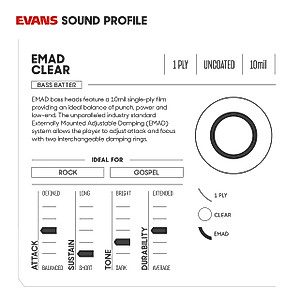 Evans EMAD Clear Bass Drum Head, 16 Inch