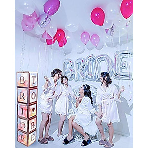 96 PC Bridal Shower Decorations Balloon Boxes Rose Gold - Transparent Block with BRIDE TO BE + GROOM + A - Z Letters and 40 Balloons- Engagement Bachelorette Parties Weddings Centerpieces Photo Booth