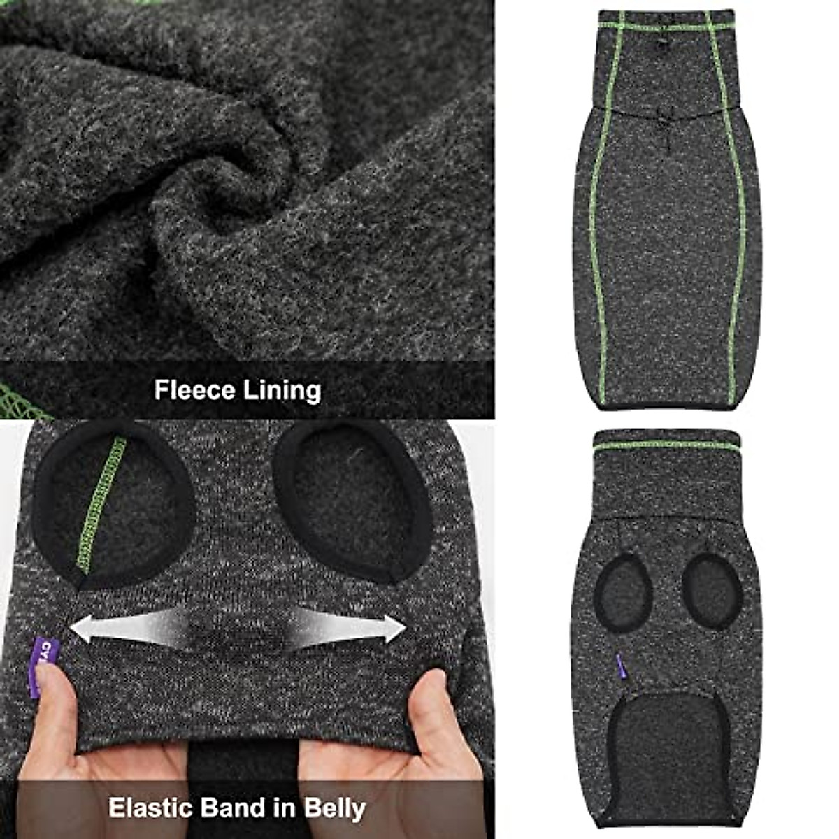 cyeollo Dog Sweater Fleece Coat High Collar Warm Doggie Turtleneck Lightweight Cozy Jacket Pullover Dog Clothes Pet Vest with Leash Hole for Small Dogs, Grey