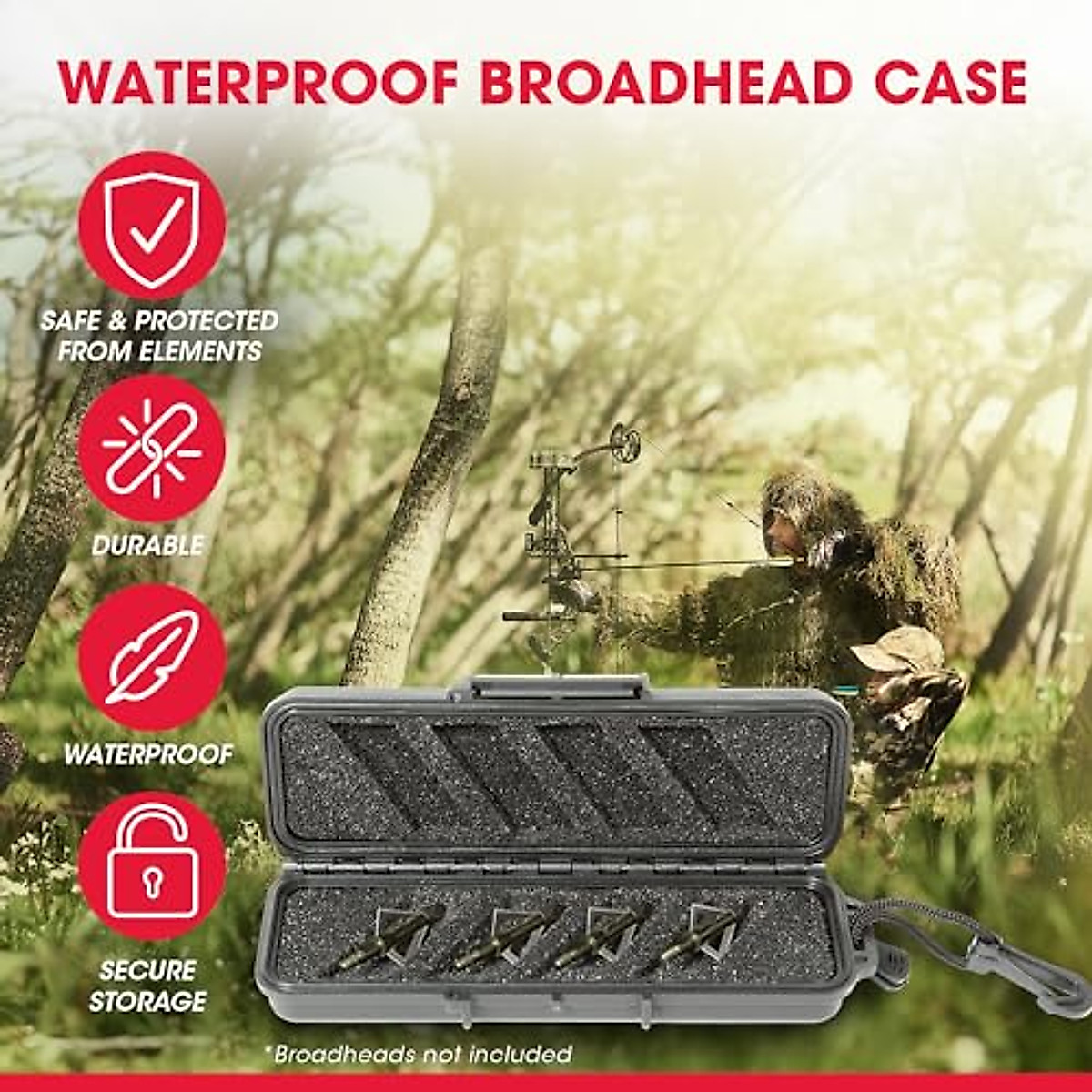 SKB Cases iSeries Hard Exterior Waterproof Watertight Arrow Broadhead Utility Case for Outdoor Camping, Fishing, and Hunting, Black