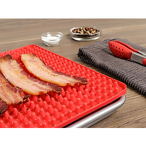 Dexas 4-in-1 Elevated Silicone Cooking Mat for Healthy Non-Stick Baking and More, 16.25 by 11.5 inches
