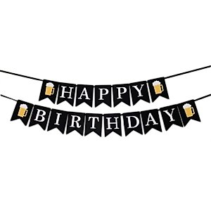 Black Happy Birthday Banner Beer Birthday Decorations Versatile Swallowtail Bunting Flag Garland