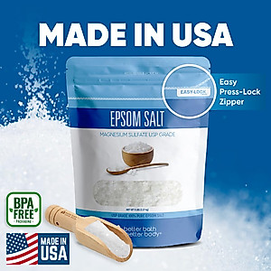 Epsom Salt 5 Lb Bulk Bag USP Grade Unscented with Bamboo Scoop