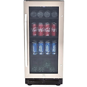 Avanti BCA3115S3S Beverage Cooler with Glass Door 72 Can Mini Refrigerator with Lock for Beer Soda Water Wine with Digital Temperature, 3.1 cu. ft, Black