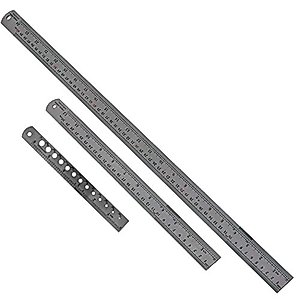 PRECISE Stainless Steel Ruler Trio | 6" (15.2 cm), 12" (30.5 cm), & 24" (61 cm) | Dual SAE & Metric System | Great Set For Multiple Measuring Tasks From 1" to 24"