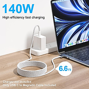 PonJel 140W USB C to Magnetic 3 Charging Cable Cord Compatible with MacBook Air (M2, 2022) and MacBook Pro (14-inch, M2, 2023), Pro (16-inch, M2, 2023), Pro (14-inch, 2021), Pro (16-inch, 2021) 6.6ft