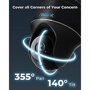 REOLINK 2K Security Camera Outdoor, Pan Tilt Battery Powered with 2.4/5GHz Dual-Band WiFi, 4MP Night Vision, Smart Detection, PIR Sensor, 2-Way Talk, Time Lapse, No Hub Needed, Argus PT (Black)