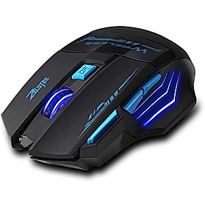zelotes Wireless Mouse,2400DPI,7 Buttons,2.4G Computer Mouse,USB LED Wireless Gaming Mouse for Laptop,Ergonomic Mouse for PC,Mac,Black